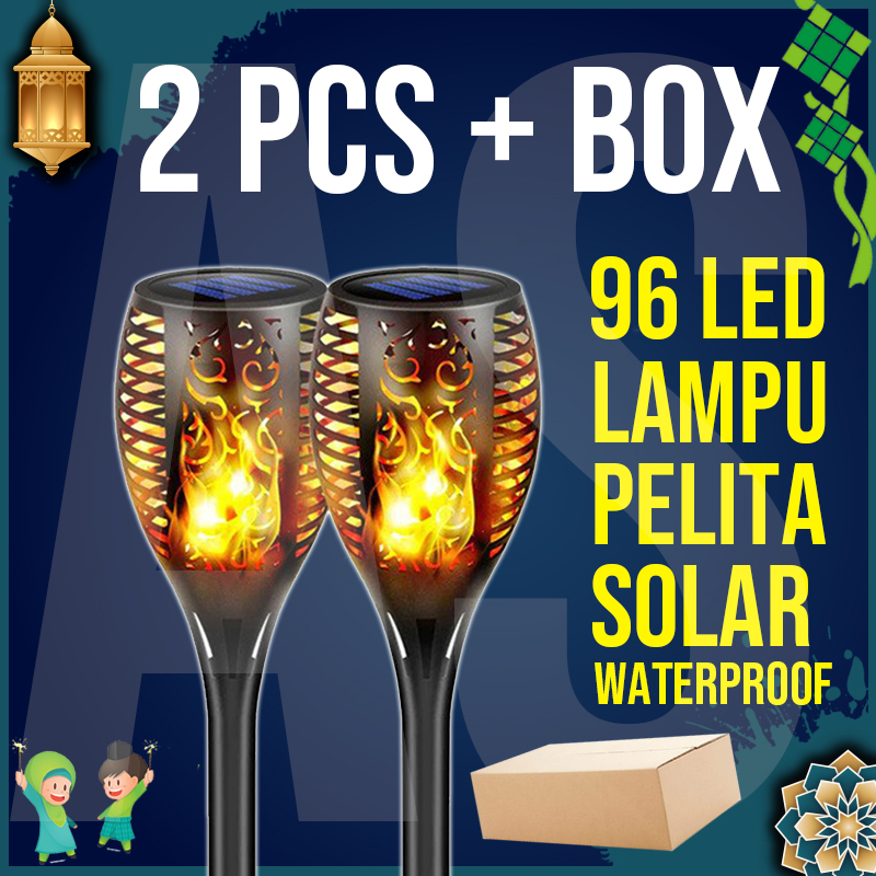 Lampu Pelita Solar LED Waterproof Viral Flickering Flame Torch Fire ...