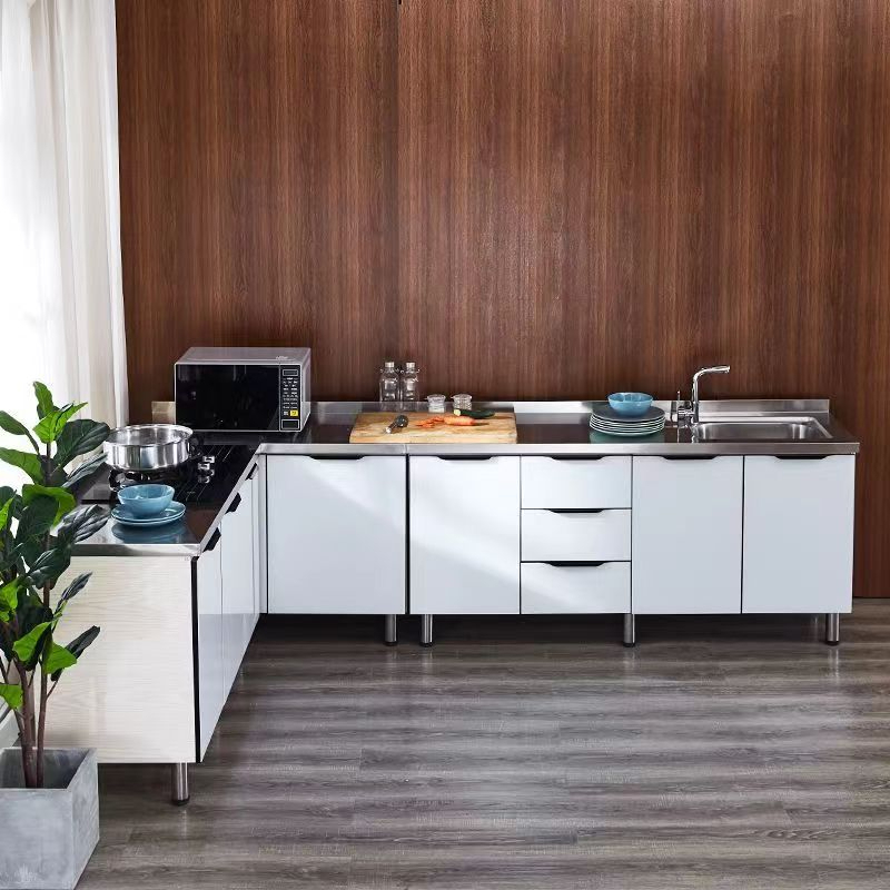 Modern Simple Stainless Steel Kitchen Cabinet With Basin/Gas Stove Top ...