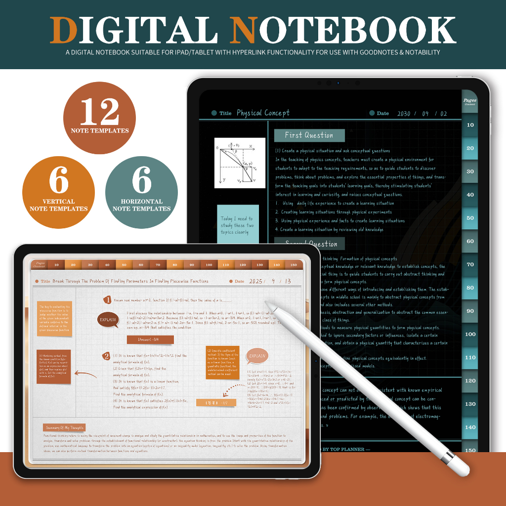 Hyperlinks,Digital Notebook, Digital Notes, Cornell journal, Goodnotes ...