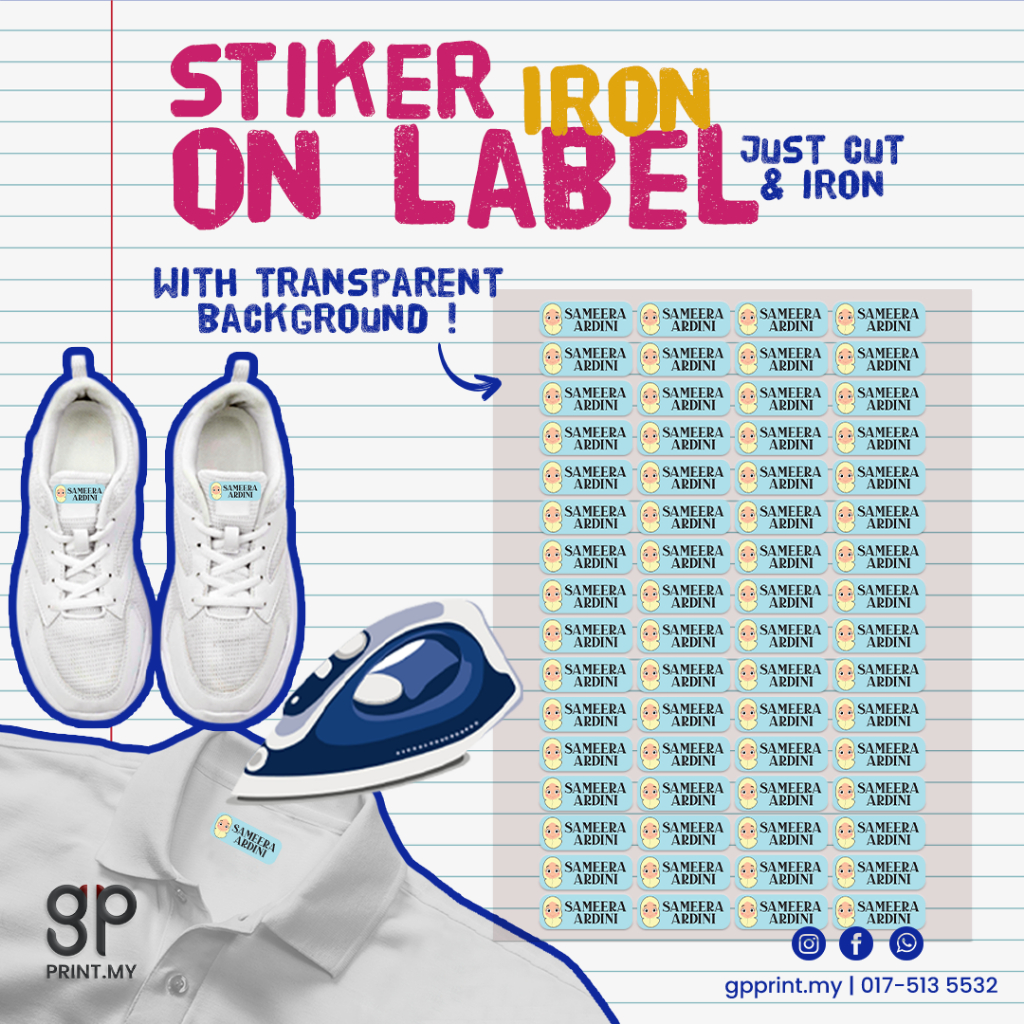 64 Pcs Sticker Iron On Label - Sticker Label Baju & Nametag Sekolah ...