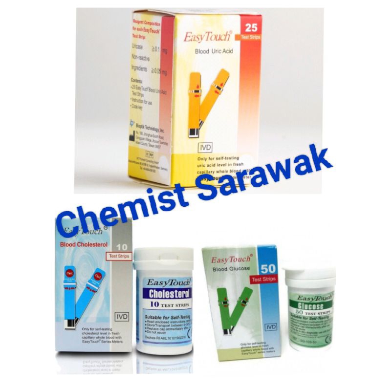 EasyTouch Test Strips - Uric Acid 25's / Cholesterol 10's / Glucose 50 ...