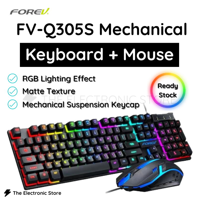 FOREV FV-Q305S Mechanical Feel Rainbow Backlight RGB Gaming Keyboard ...