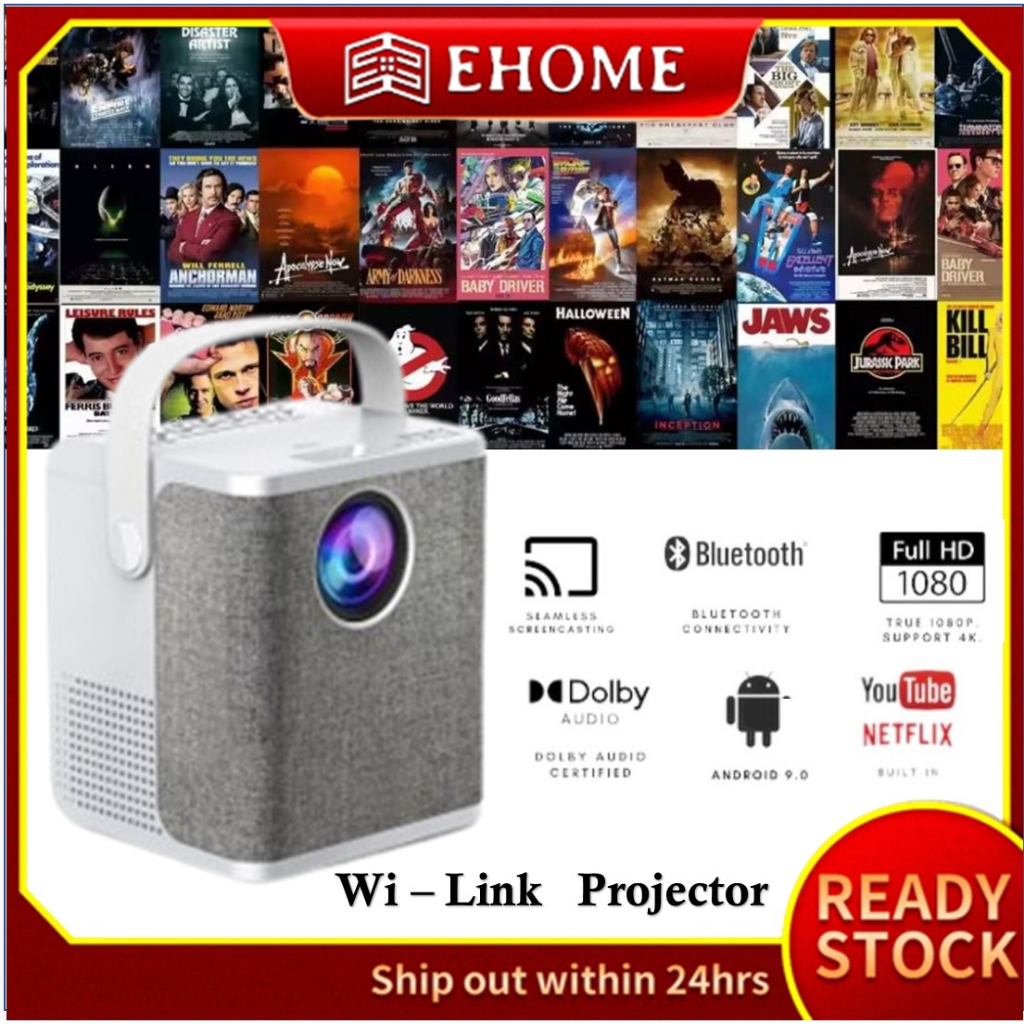New Model Mini Projector Wi-Link Android 7.0 1080P Wifi LED | Shopee ...