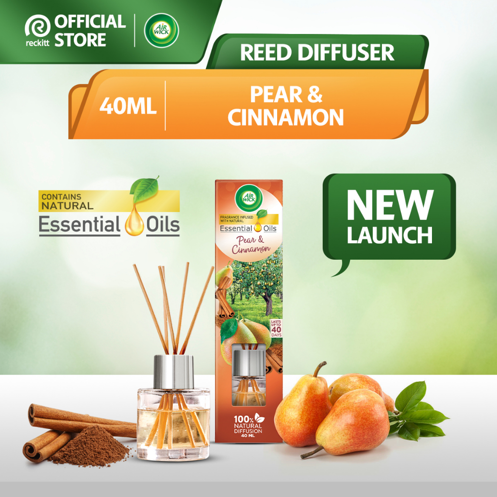 Air Wick Aromatheraphy Essential Oils Reed Diffuser Pear Cinnamon