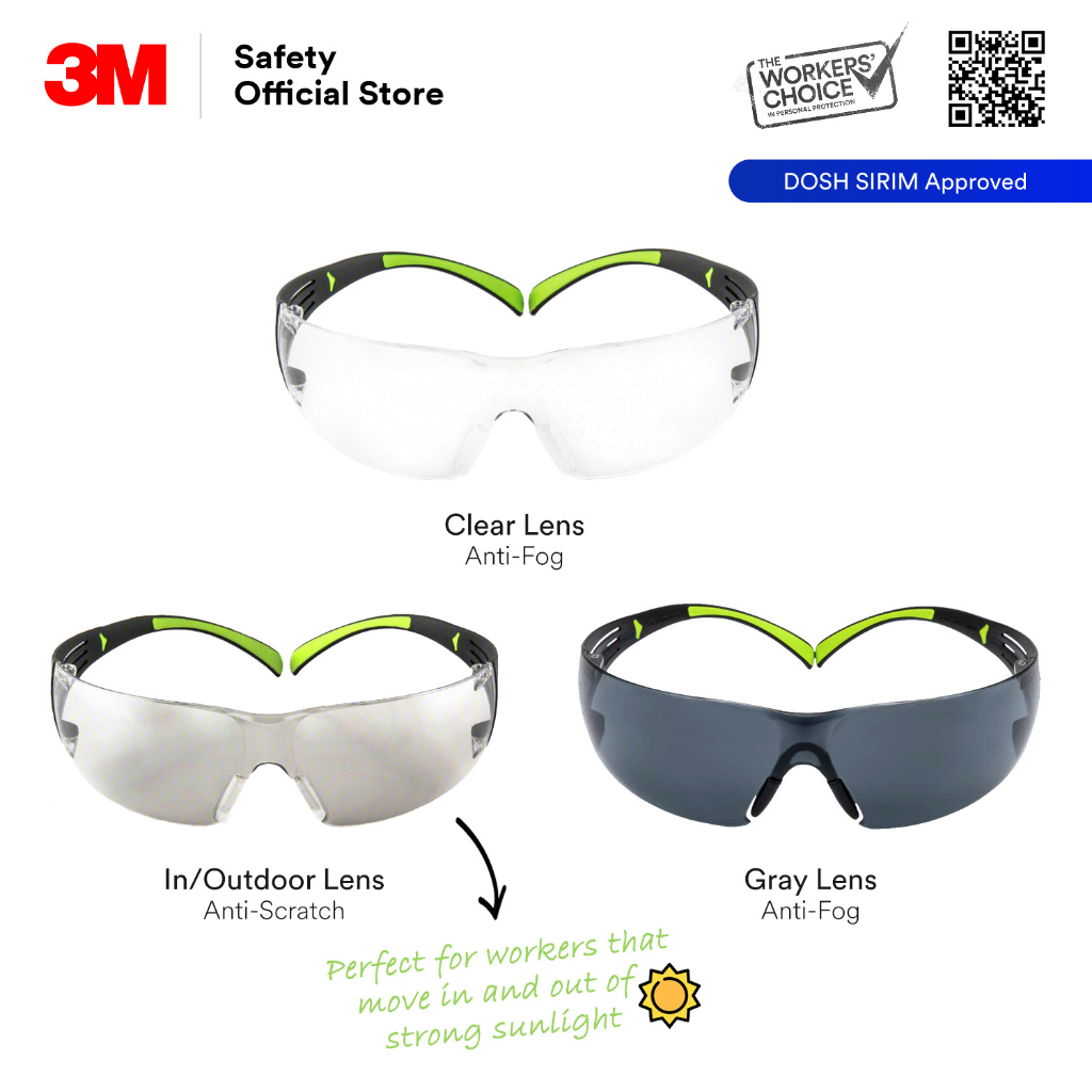 3M™ SF400 Series Safey Glasses/SecureFit Impact Resistant Eyewear [1 ...