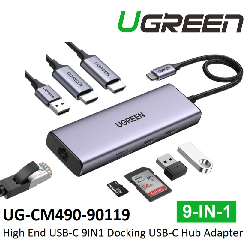 Ugreen UG-CM490-90119 HIGH END USB-C 9IN1 DOCKING 2*USB3.0+USB2.0+2 ...