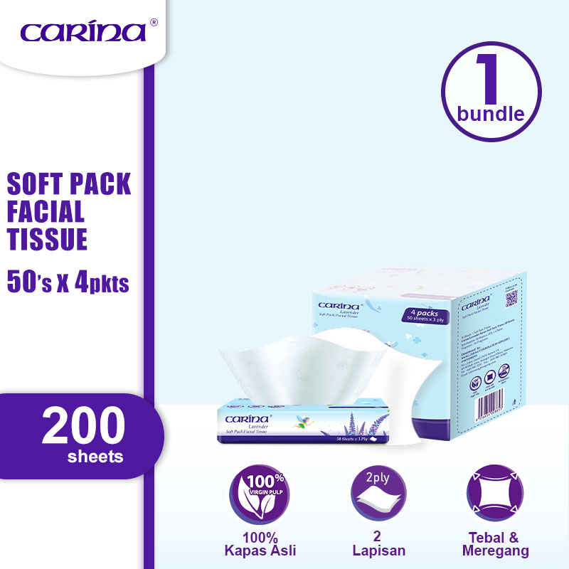 Carina Lavender Tisu Paper 3Ply Soft Travel Pack Virgin Pulp Facial ...