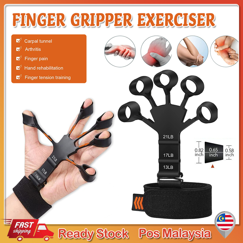 Silicone Hand Finger Grip Strengthener Workout Gripper Strength Stroke ...