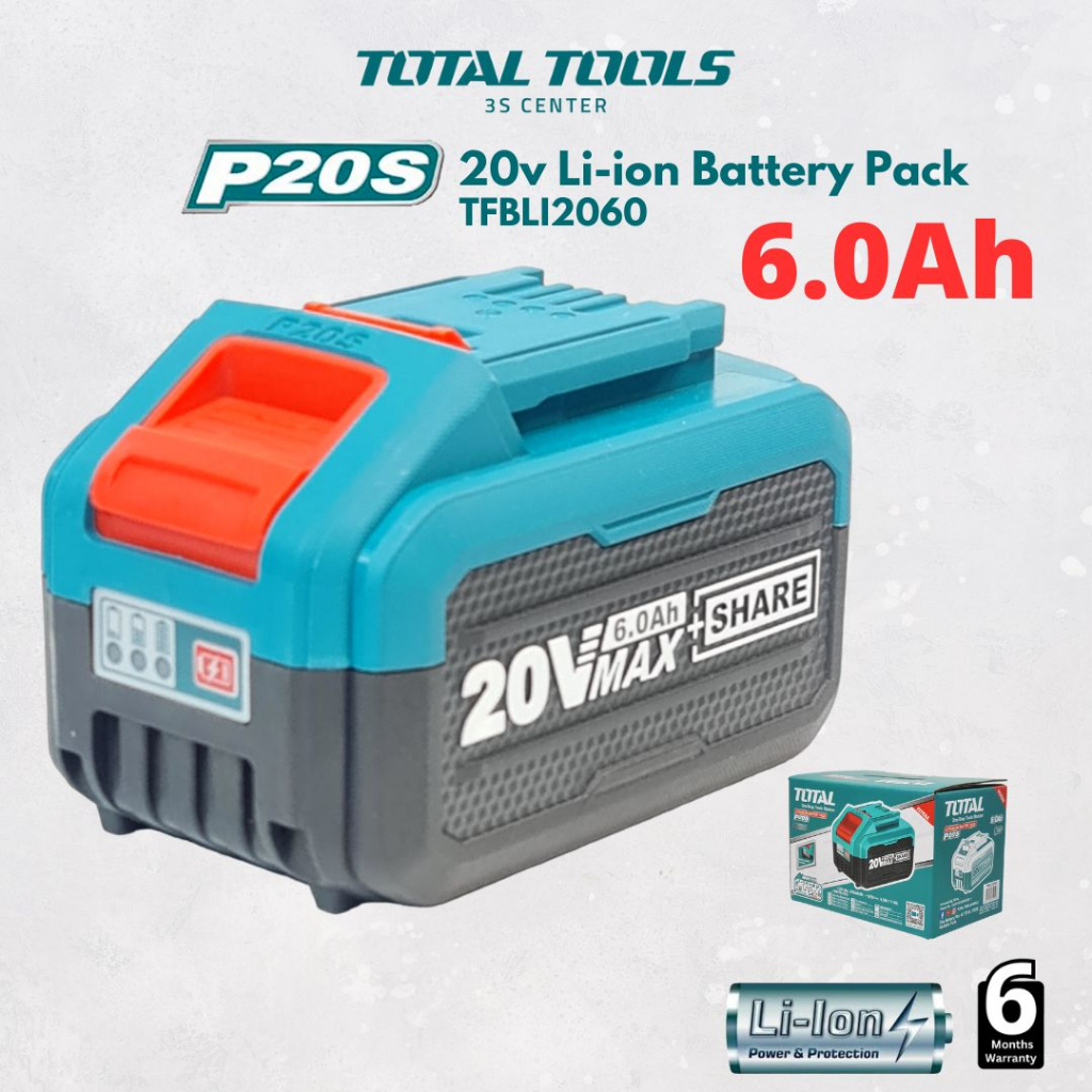 TOTAL Li-ion 6.0Ah P20s 20v Battery Pack, Fits All TOTAL P20s 20V ...