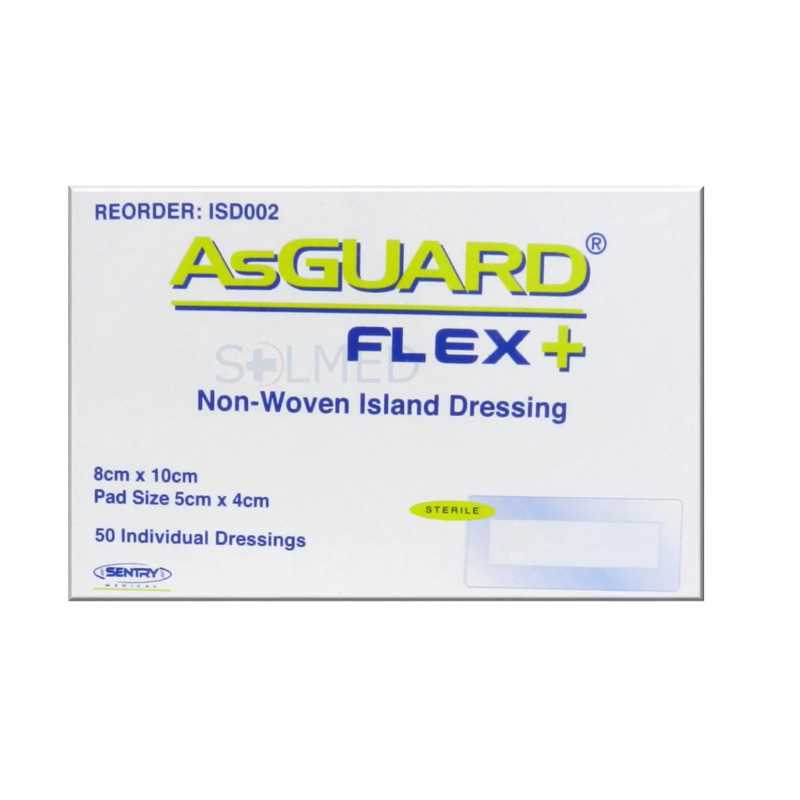 box of 50 ISLAND WOUND DRESSING 8 X 10CM AsGUARD FLEX Island non woven ...
