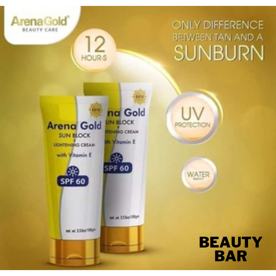 100% Original, ARENA GOLD SUN BLOCK SPF 60 - 100 ML (From Pakistan) | Shopee Malaysia