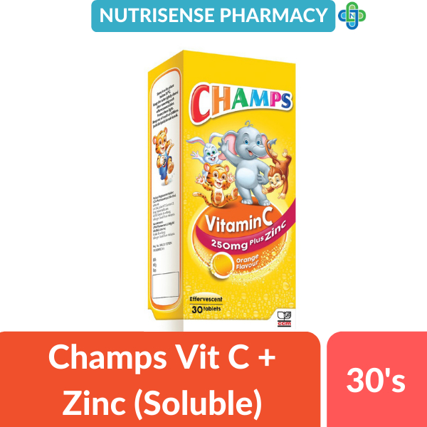 CHAMPS Vitamin C Plus Zinc Effervescent 250mg (30's) | Shopee Malaysia