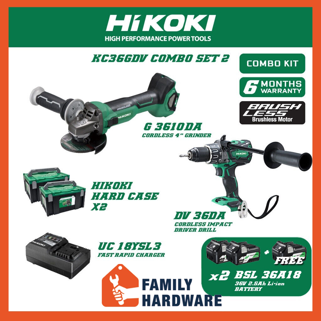 HIKOKI HITACHI KC36GDV Combo DV36DA Cordless Impact Drill Driver ...