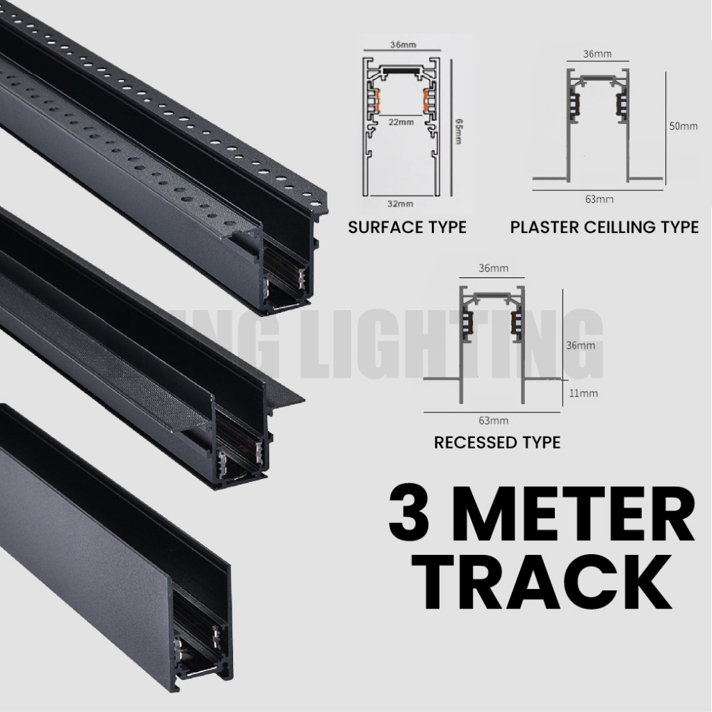 [In Store Pick-Up] LED Magnetic Track Light Bar 1m 2m 3m Recessed ...