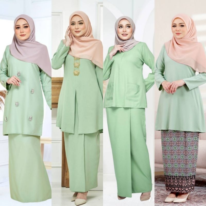 Sage Soft Green Kurung Moden Basic Matcha for Bridesmaid from S to Plussize 5XL | Shopee Malaysia