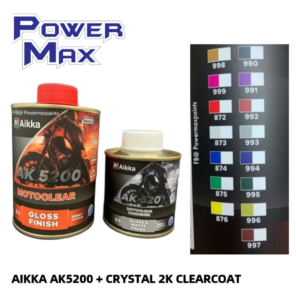 AIKKA AK5200 + CRYSTAL 2K CLEARCOAT e500ML With HARDENER e250ML (2K CLEAR HIGH GLOSS FINISH HIGH ...