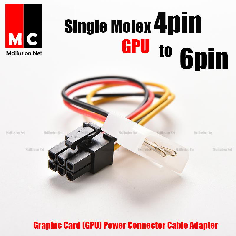 Pci-E Graphic Card (GPU) Power Connector Cable Adapter Single Molex 4 ...