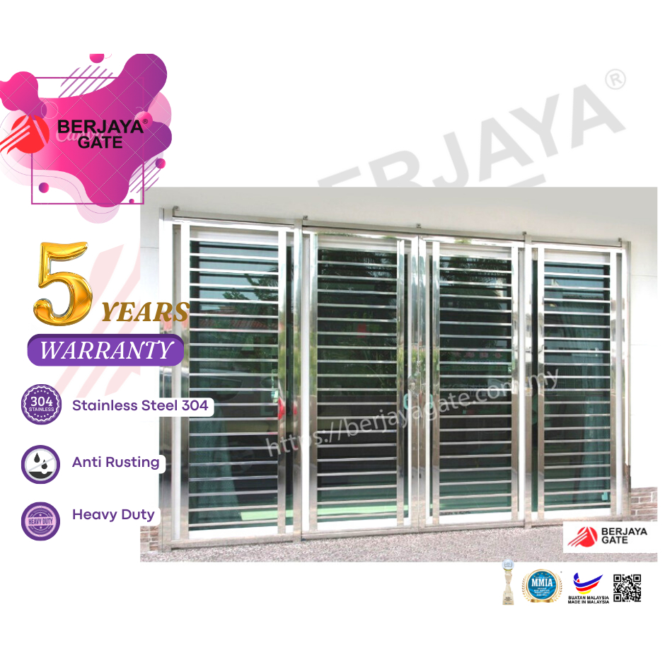 【PRE-ORDER 9x7ft】4 Sliding Door Grille / Stainless Steel Sliding Grille ...