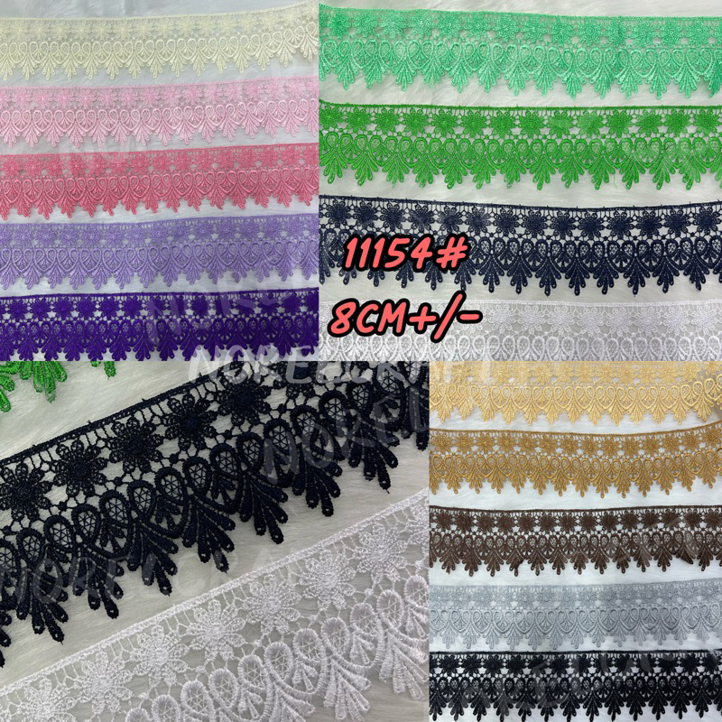 11154# [1 METER]CHEMICAL FLOWER LACE/BORDER LACE/FLOWER LACE/RENDA BAJU ...
