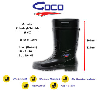 Goco 968 Black & Yellow Rain Boots | Rubber Boot | Kasut But Hujan ...