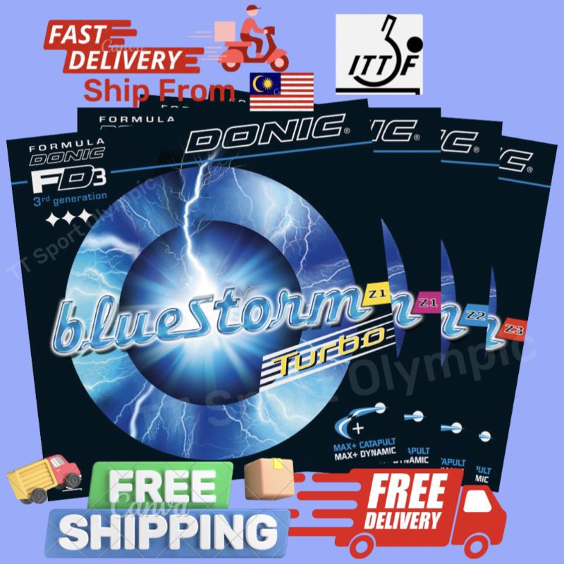 Donic BlueStorm Z1 Turbo Z2 Z3 High Elastic Spin Rubber 多尼克高弹微粘套胶乒乓球运动 ...
