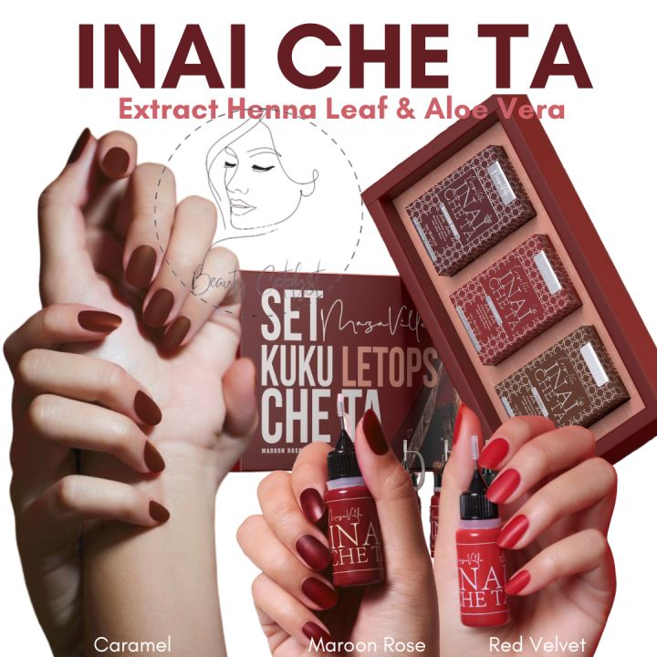 SET INAI CHE TA MIDNIGHT MAROON ROSE RED VELVET INAI KUKU CEKTA 10ML ORIGINAL HQ | Shopee Malaysia