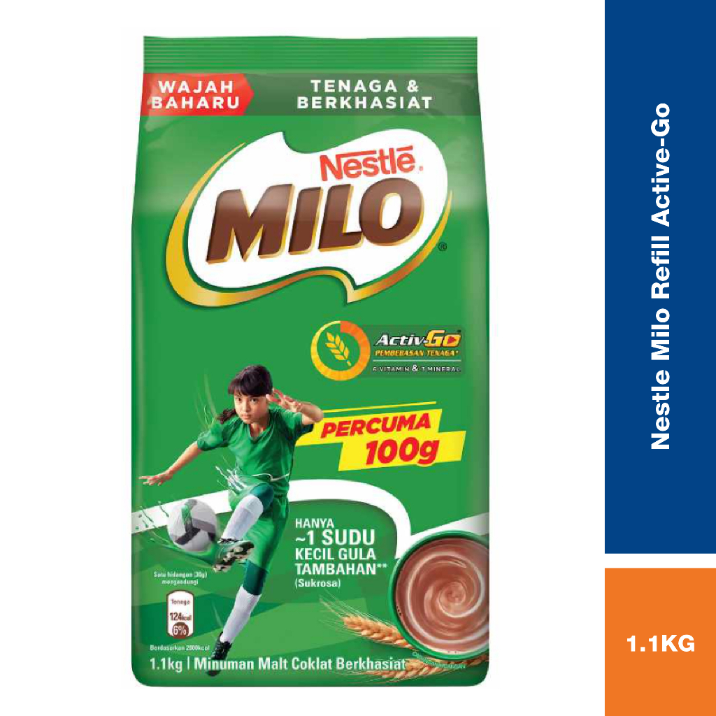 [FREE 100G] Nestle Milo Refill Activ-Go Chocolate Malt Powder 1.1KG ...