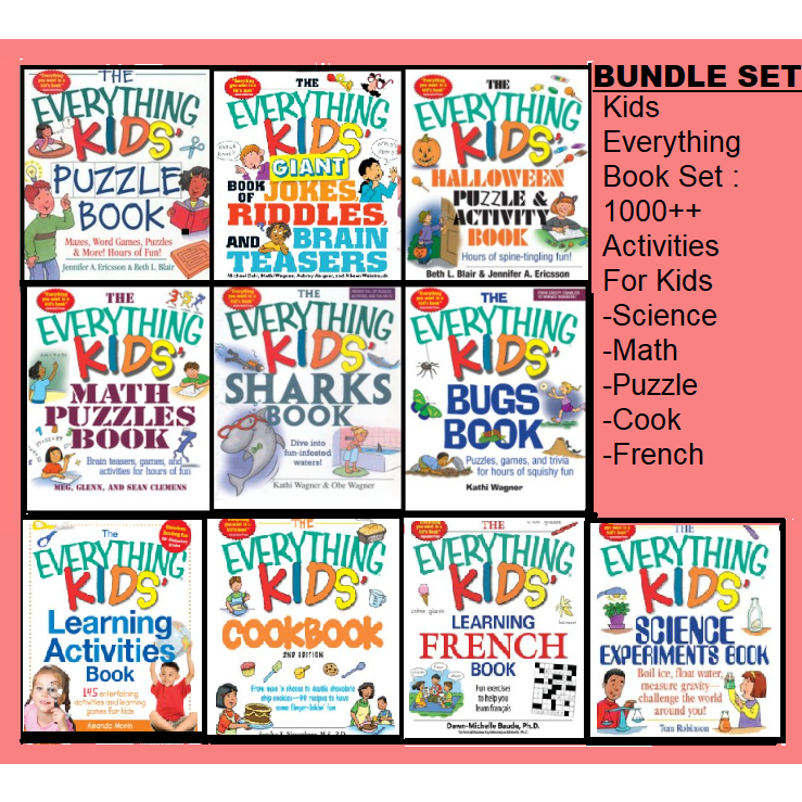 Bundle Set Everything Kids' Math Puzzles Book Sharks Bugs Jokes Riddle ...
