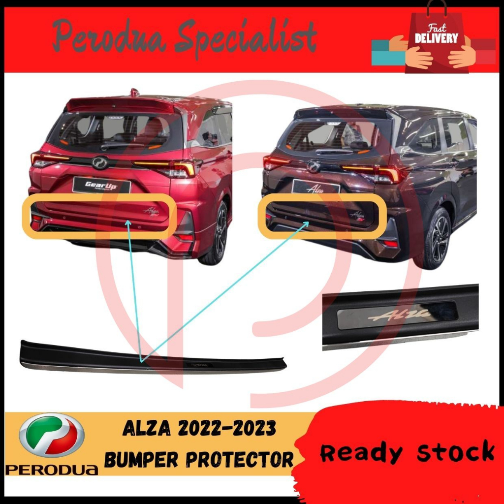 PERODUA ALZA 2022 2023 Rear Bumper Protector With Chrome Lining ...