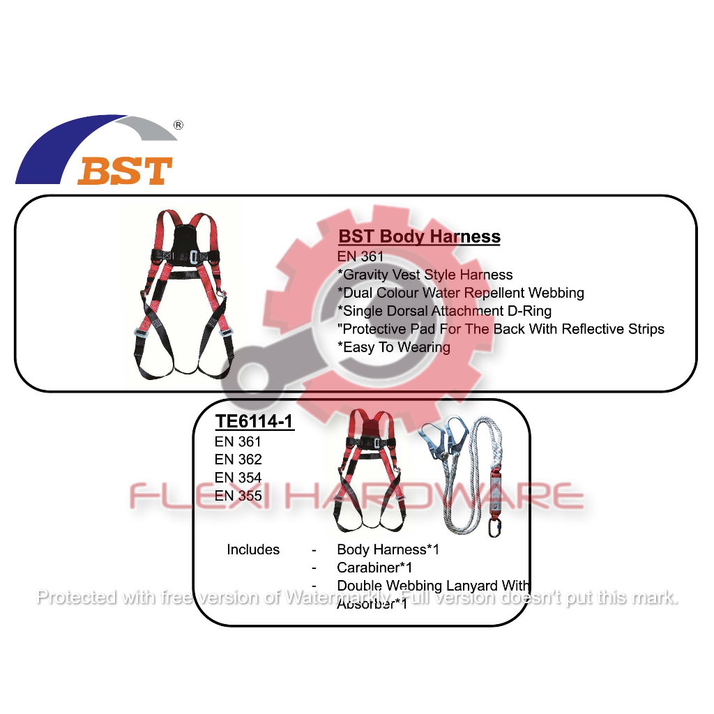 *SIRIM DOSH CERTIFIED* BST Full Body Harness TE6114-1 With Double Rope ...