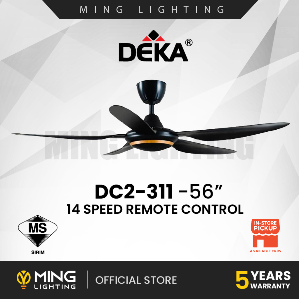 (Sirim) DEKA Fan DC2-311 Ceiling Fans 56" 5 Blades DC Motor Remote ...