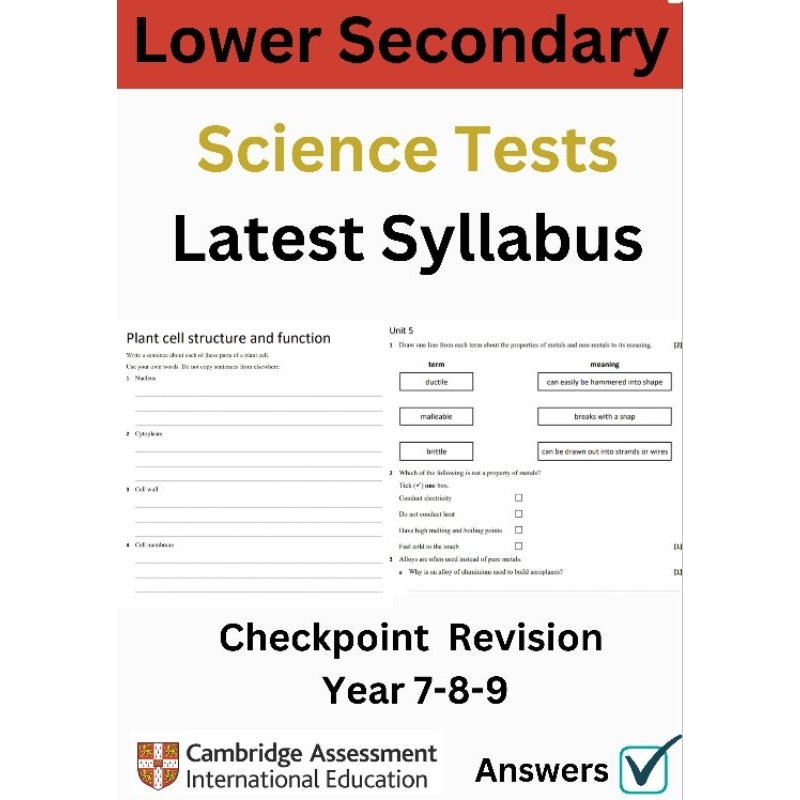 SC.45🌟Latest syllabus 🌟Lower Secondary Science tests+worksheets🌟Year 7 ...