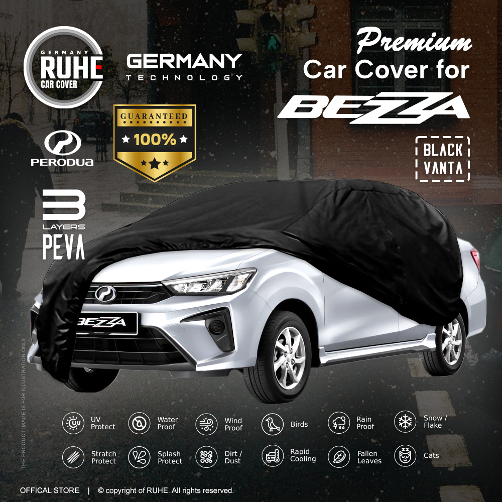 RUHE Germany Perodua Bezza All Model Black Peva Car Cover Outdoor ...