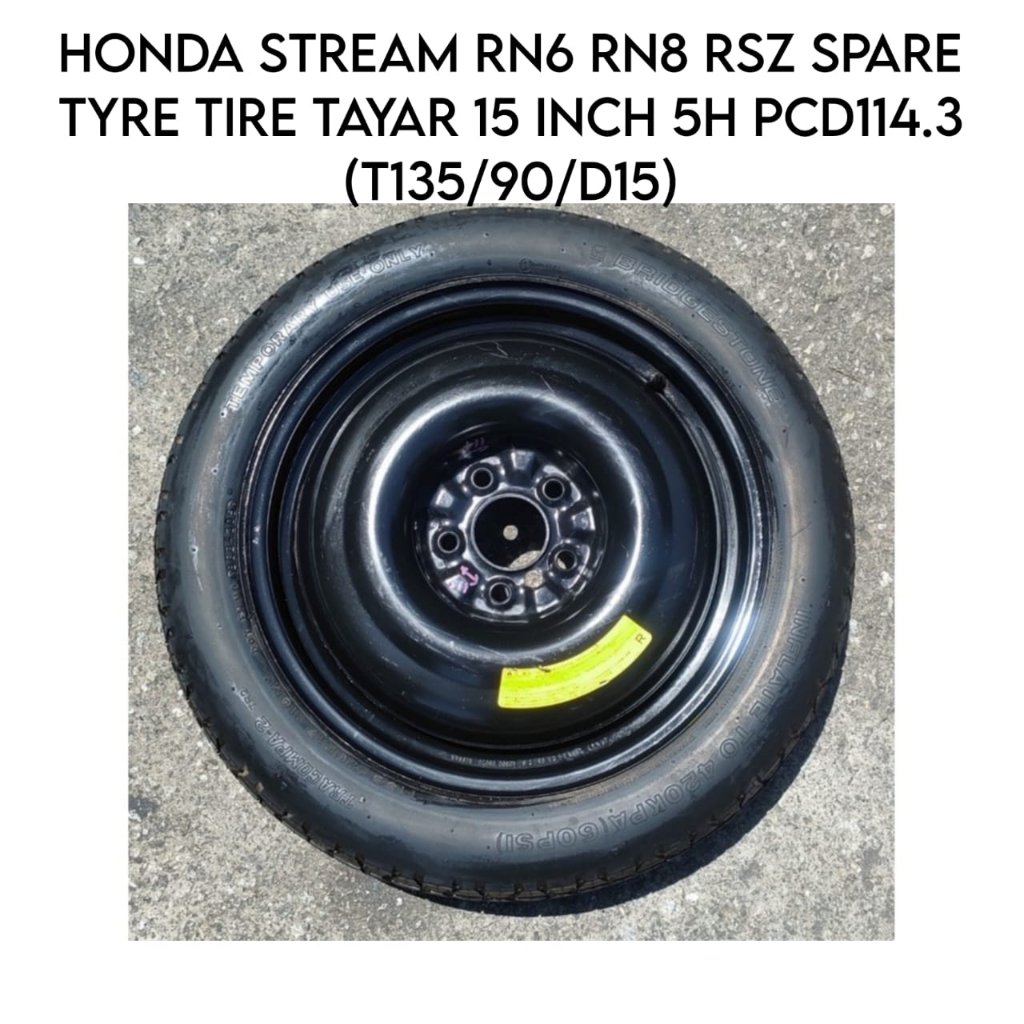 Spare Tyre 15 Inch Inci 5H PCD114.3 ( T135/90/D15 ) For Toyota Noah Voxy Honda Stream Stepwagon ...