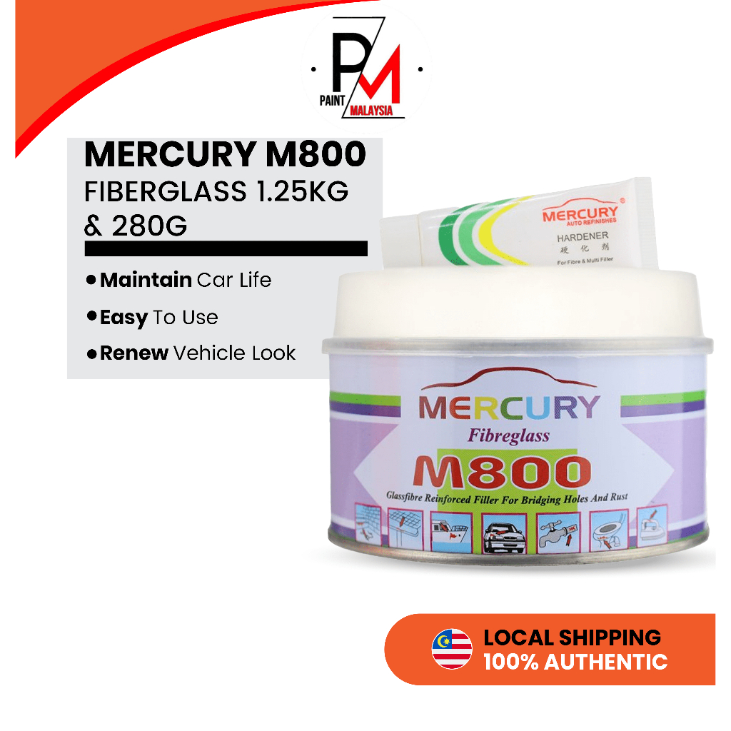 MERCURY M800 Fibreglass With Hardener Soft & Rough 1.25KG & 280G Fibre ...