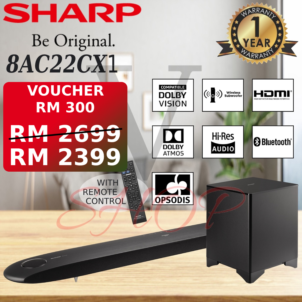 SHARP SOUND BAR WITH WIRELESS SUBWOOFER 8AC22CX1 | Shopee Malaysia