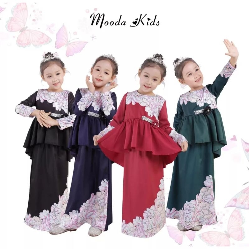 Baju Raya Budak Perempuan Baju Kurung Peplum Mooda Kids Small Flower ...