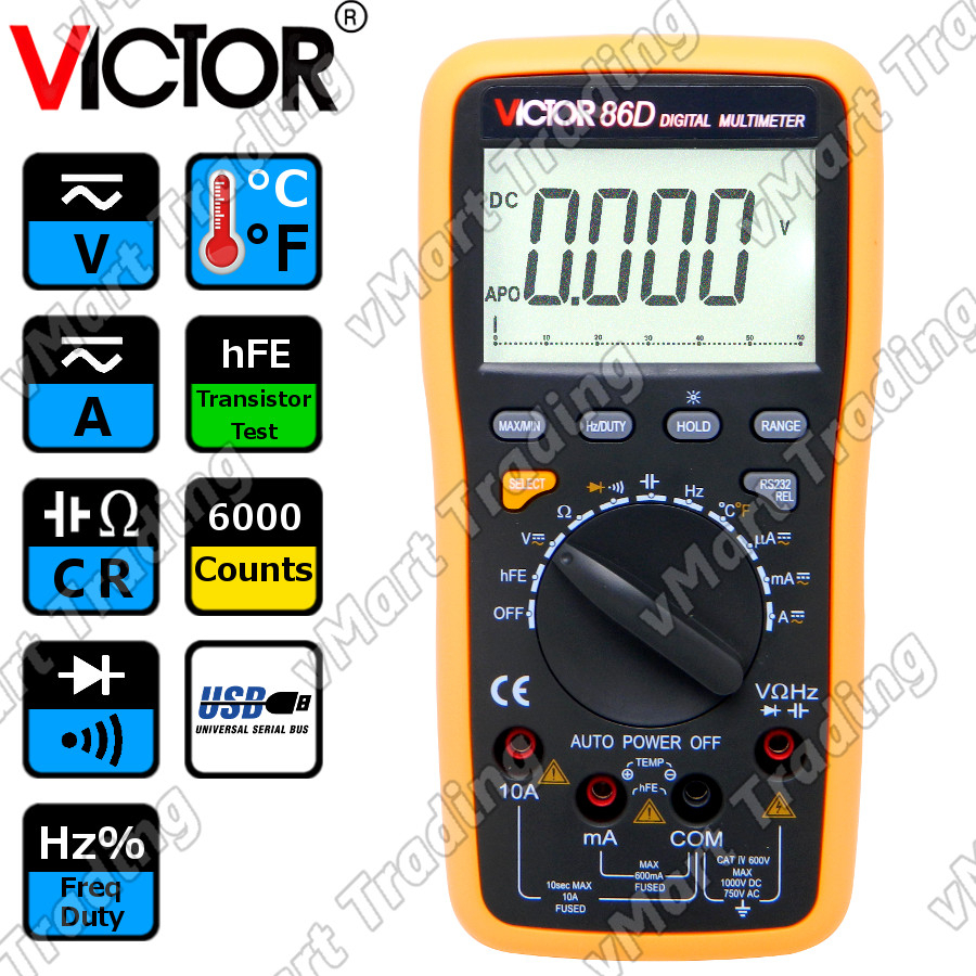VICTOR 86D Digital Multimeter with Real-time USB Data Logging | Shopee ...