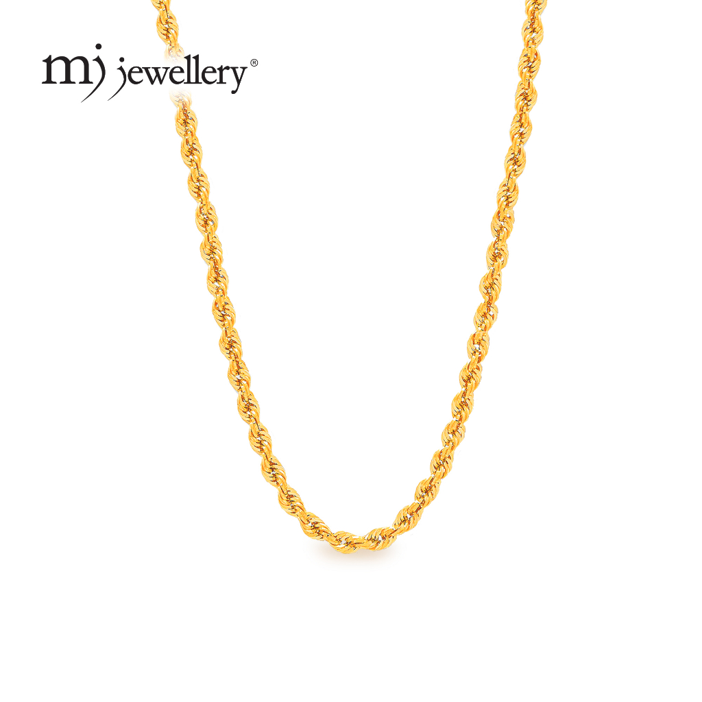 MJ Jewellery 375/9K Gold Hollow Rope Chain Necklace R004 | Shopee Malaysia