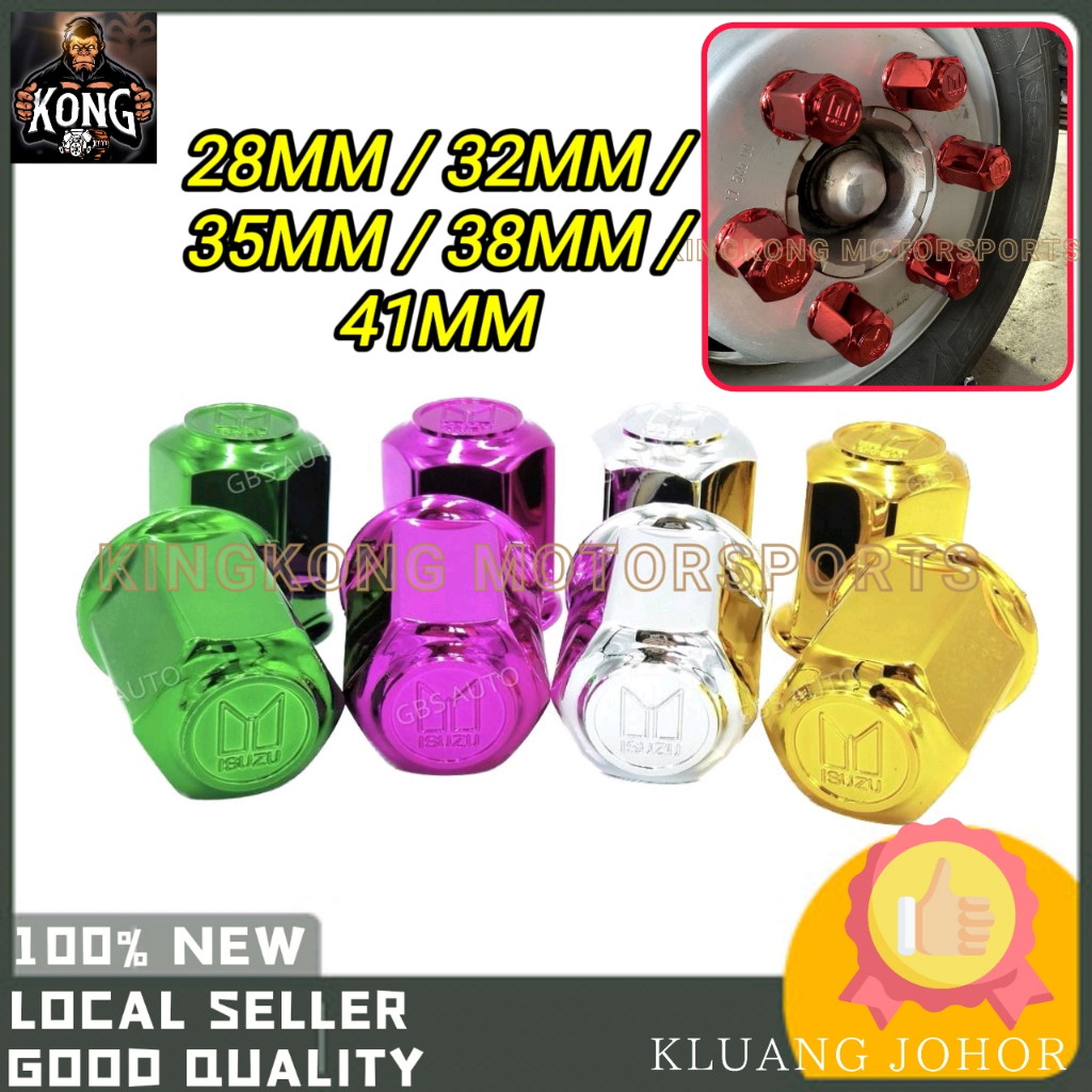 THAILAND STYLE LORRY RIM NUT COVER CHROME ISUZU LOGO 41MM 38MM 35MM ...