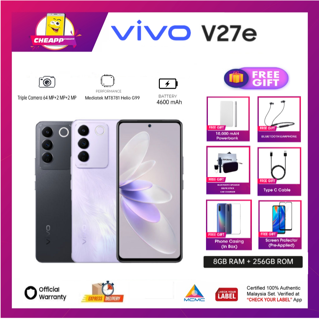 (MYSET) Vivo V27e Aura Portrait l 8GB+8GB Extended RAM l 64 MP OIS ...