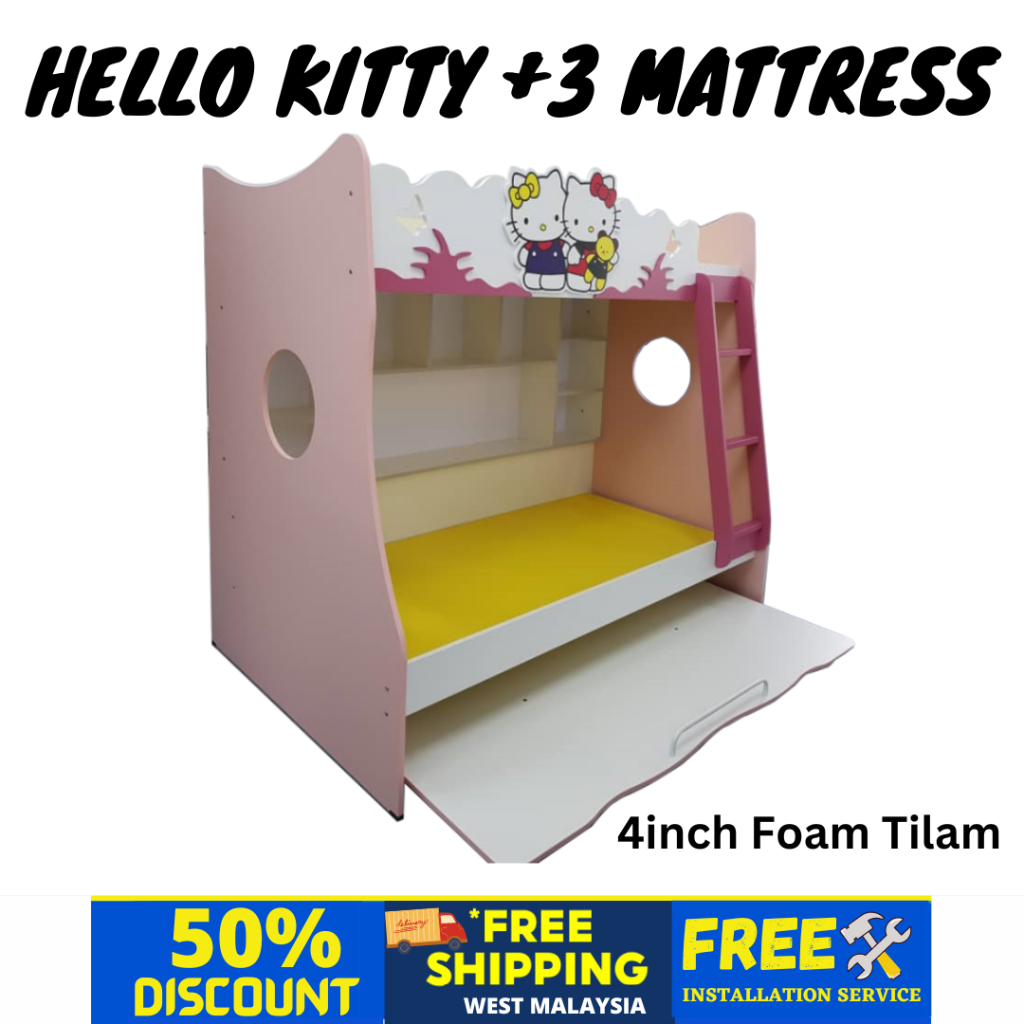 💥Free Intsall💥Bunk Bed - Hello Kitty | Children Bed | Double Decker ...