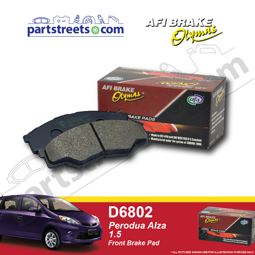 Olymas Front Brake Pad - Perodua Alza 1.5 - D6802 (1set) | Shopee Malaysia