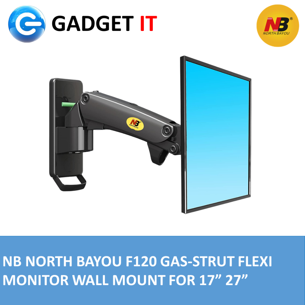 NB NORTH BAYOU F120 GAS-STRUT FLEXI MONITOR WALL MOUNT FOR 17” 27 ...