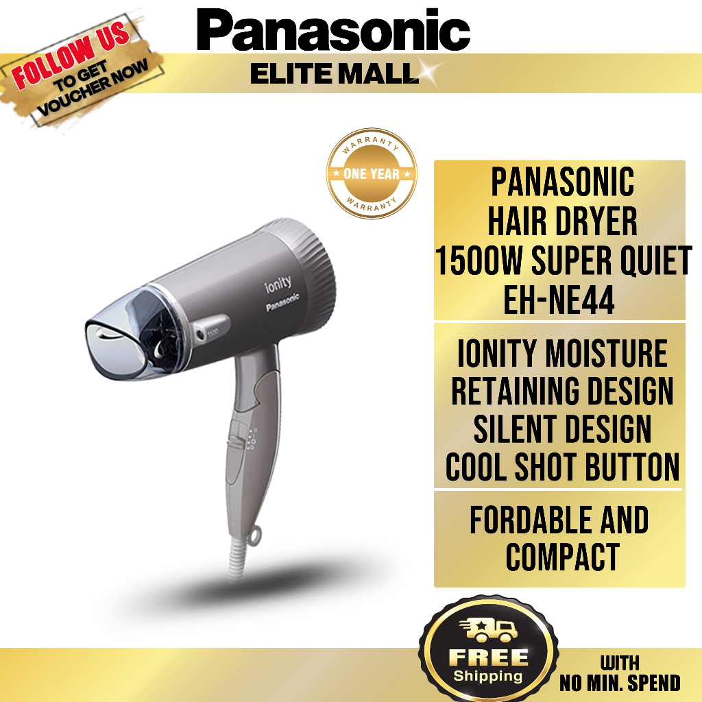 PANASONIC Ionity Hair Dryer EH-NE44 Super Quiet (1500W) EH-NE44-T655 ...