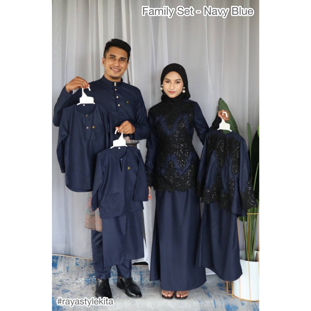 [🔥READY STOCK 🔥] SET FAMILY NAVY BLUE RAYA SEDONDON | Shopee Malaysia