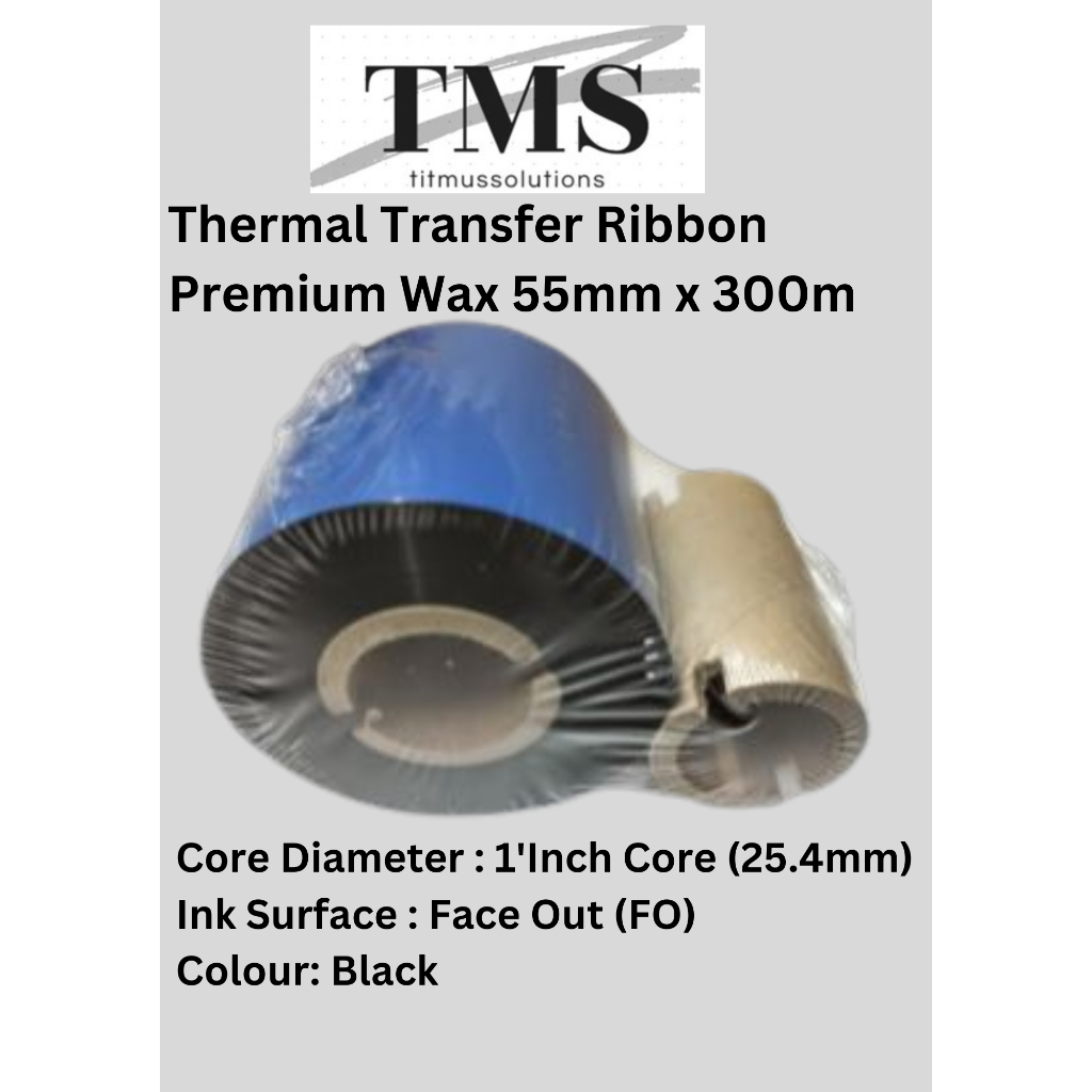 55MM X 300M Premium Wax /Thermal Transfer Ribbon / BARCODE INK /FOR ...