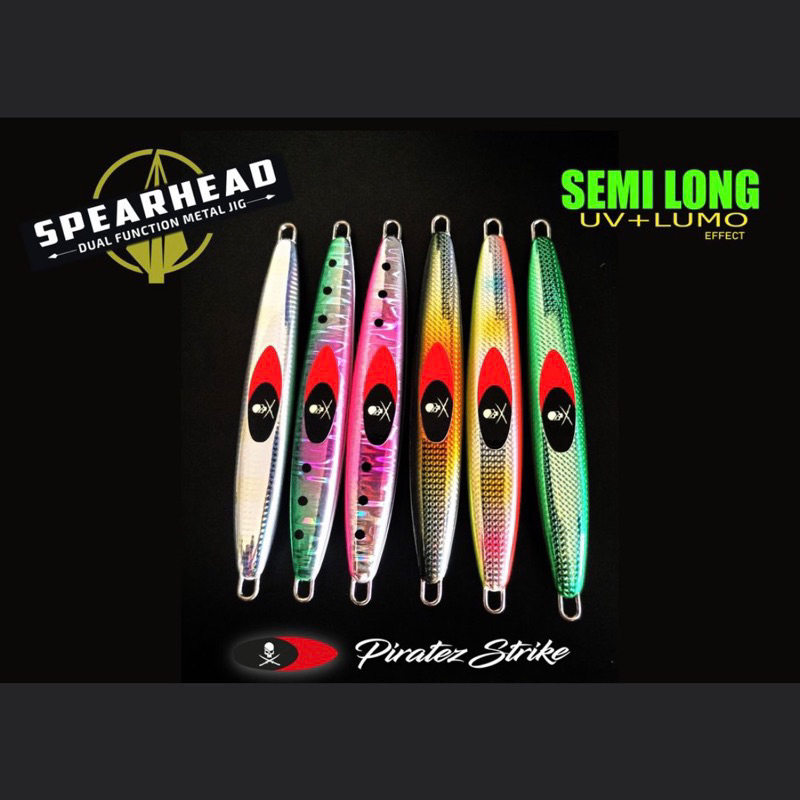 PIRATEZ Strike Spearhead Lumi UV Dual Function Fast Jig Slow Fall Metal Jigging 40g to 160g Good ...
