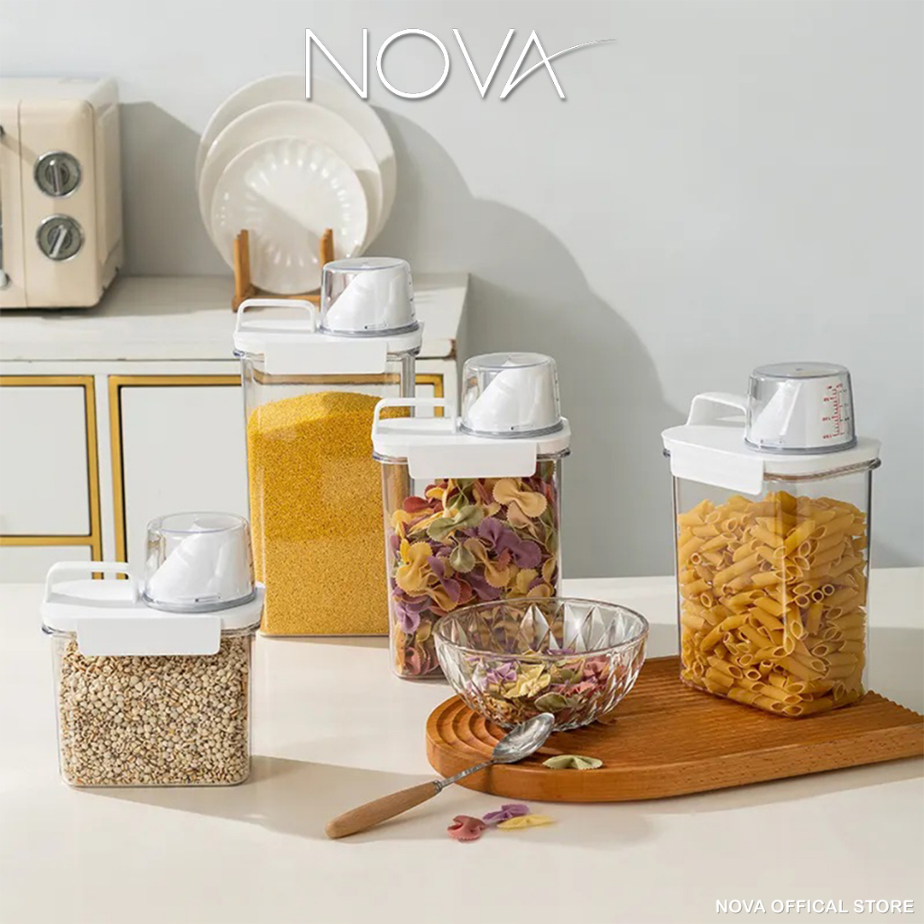NOVA BPA-Free Airtight Dry Food Container with Pouring Spout for Rice ...