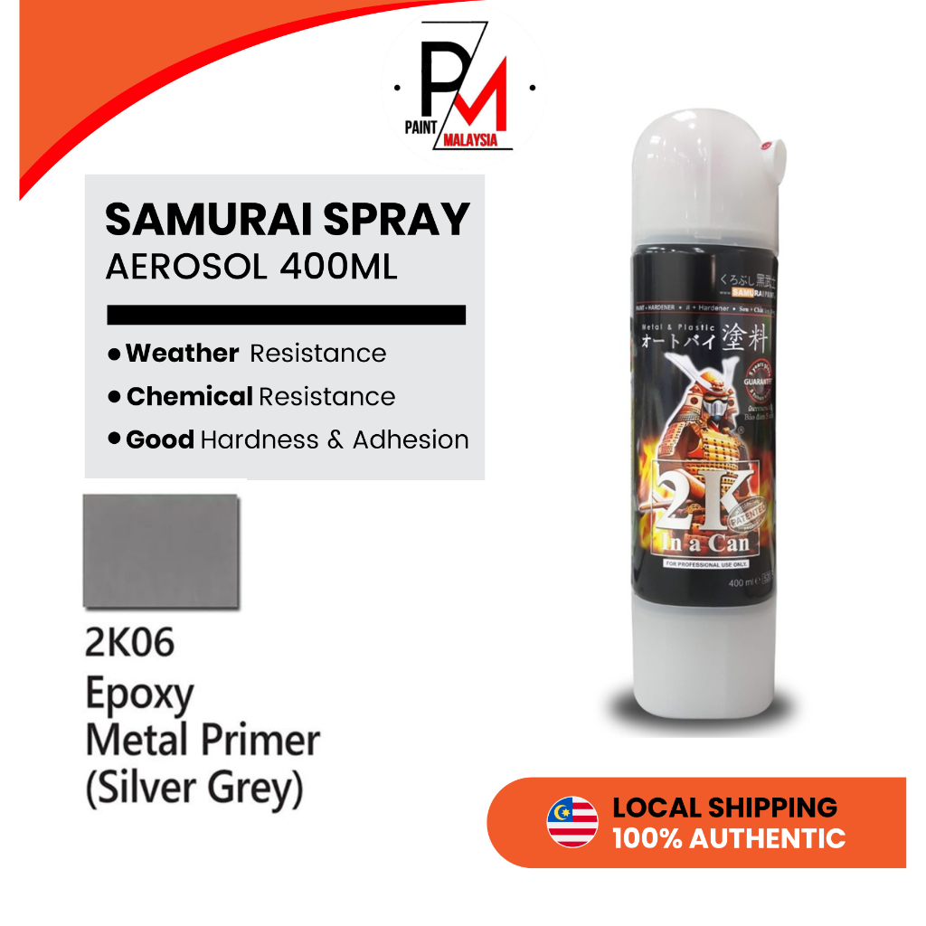 SAMURAI Paint Spray Aerosol 2K06 Silver Grey 2K Sprays Primer Spray ...